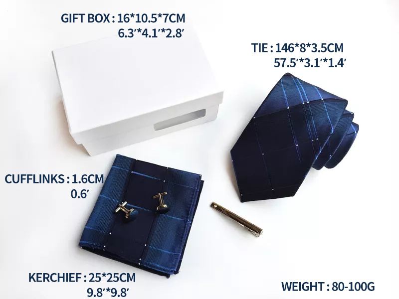 1pair Mens Tie Gift Box Tie Pocket Cufflinks Tie Clip Set 1200 Stitch ...