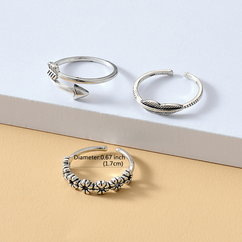 Vintage Arrow Leaf Adjustable Size Ring - Temu