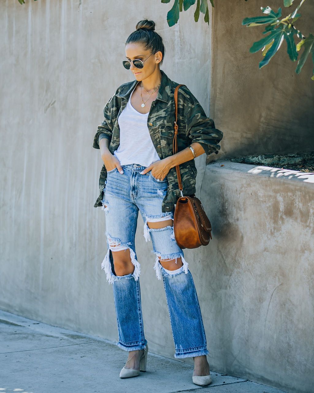 Women's Ripped Holes Straight Leg Jeans, Loose Hem Denim Pants, Fashion ...