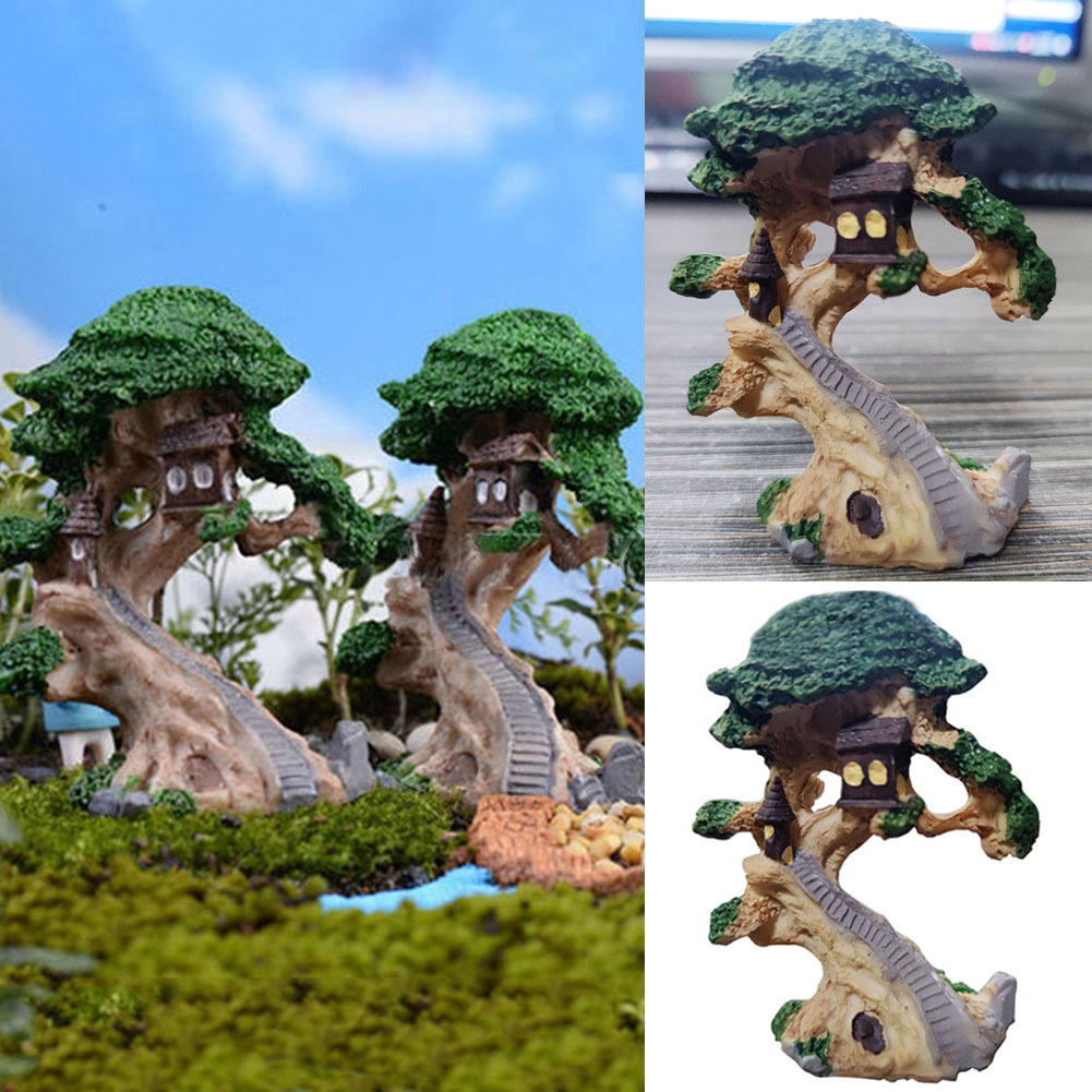 Resin Mini Elf Tree House Statue Garden Diy Decoration Mini - Temu