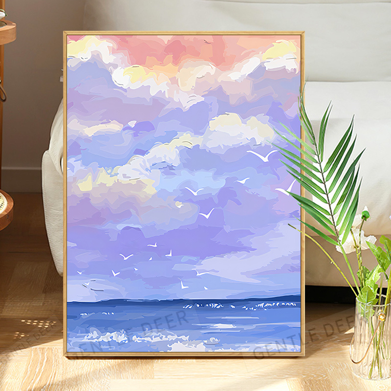 Sunset Coast Ocean Canvas Wall Art Painting Poster Wall Art - Temu ...