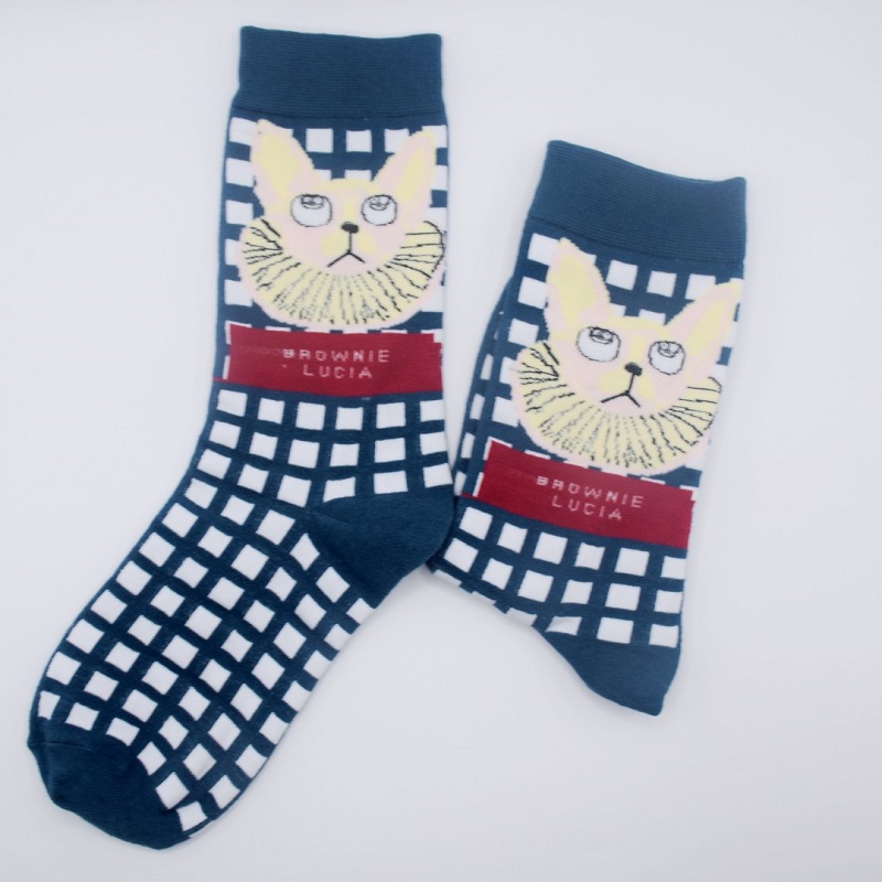 Cute Blue Cat Socks Sweat Absorbent Breathable Casual Socks - Temu ...