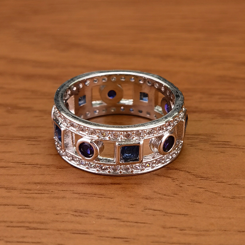 Men's Blue Zircon Iced out Artificial Diamond Ring multiple - Temu