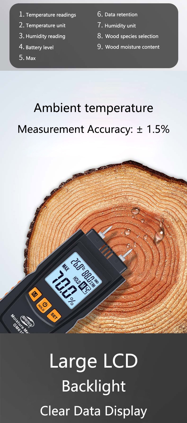Digital Lcd Display Inductive Humidity Measuring - Temu