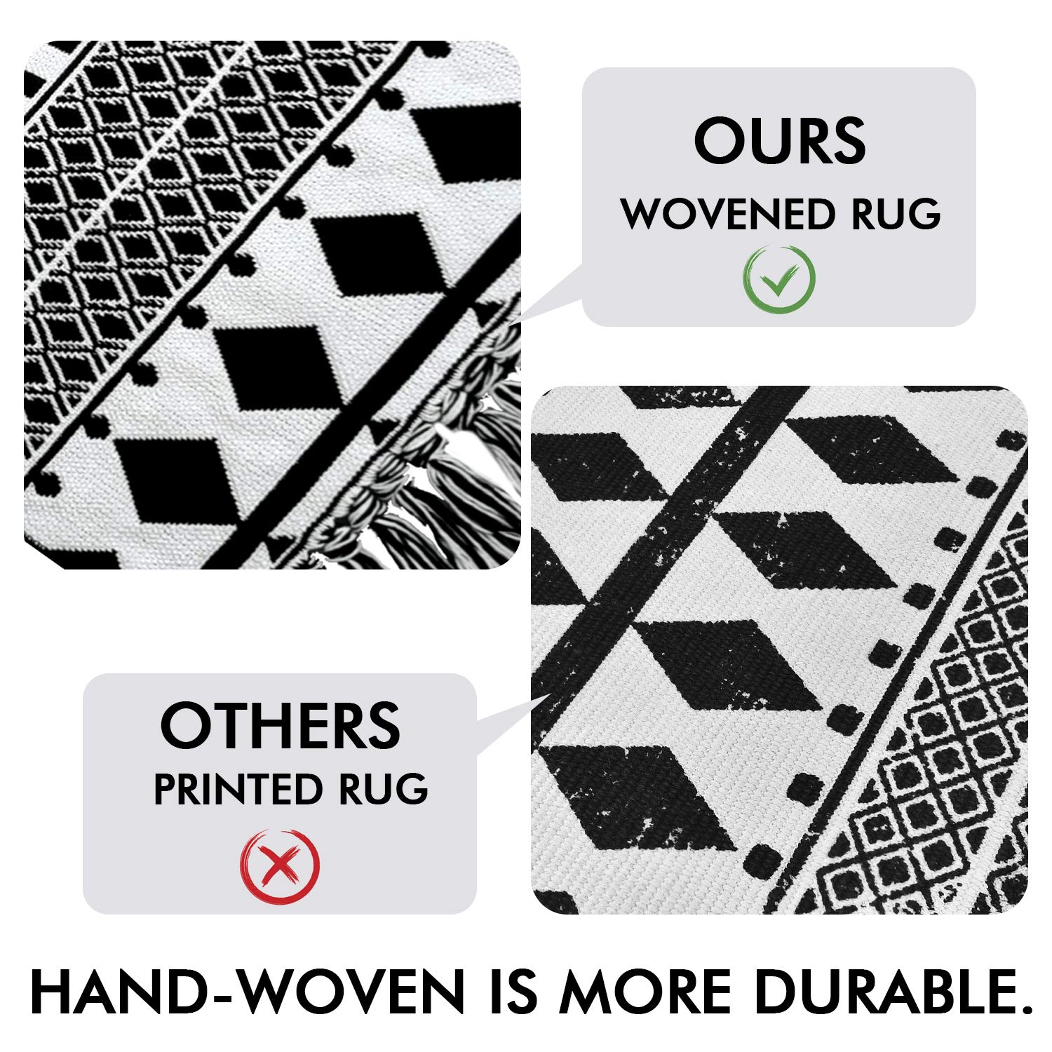 Bathroom Rugs Runner Tassel Black Geometric Runner Rug - Temu