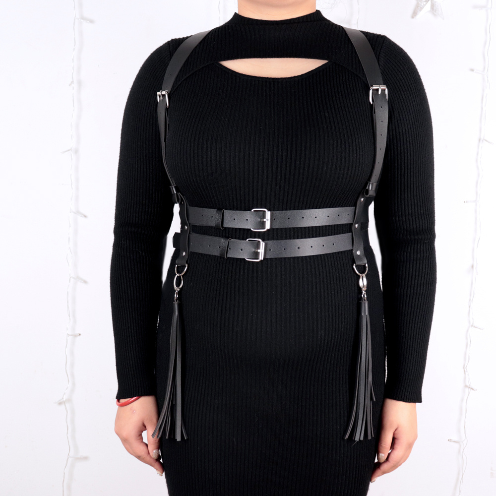 Pu Leather Harness Belt Suspenders Ladies Sexy Waist Chain - Temu ...