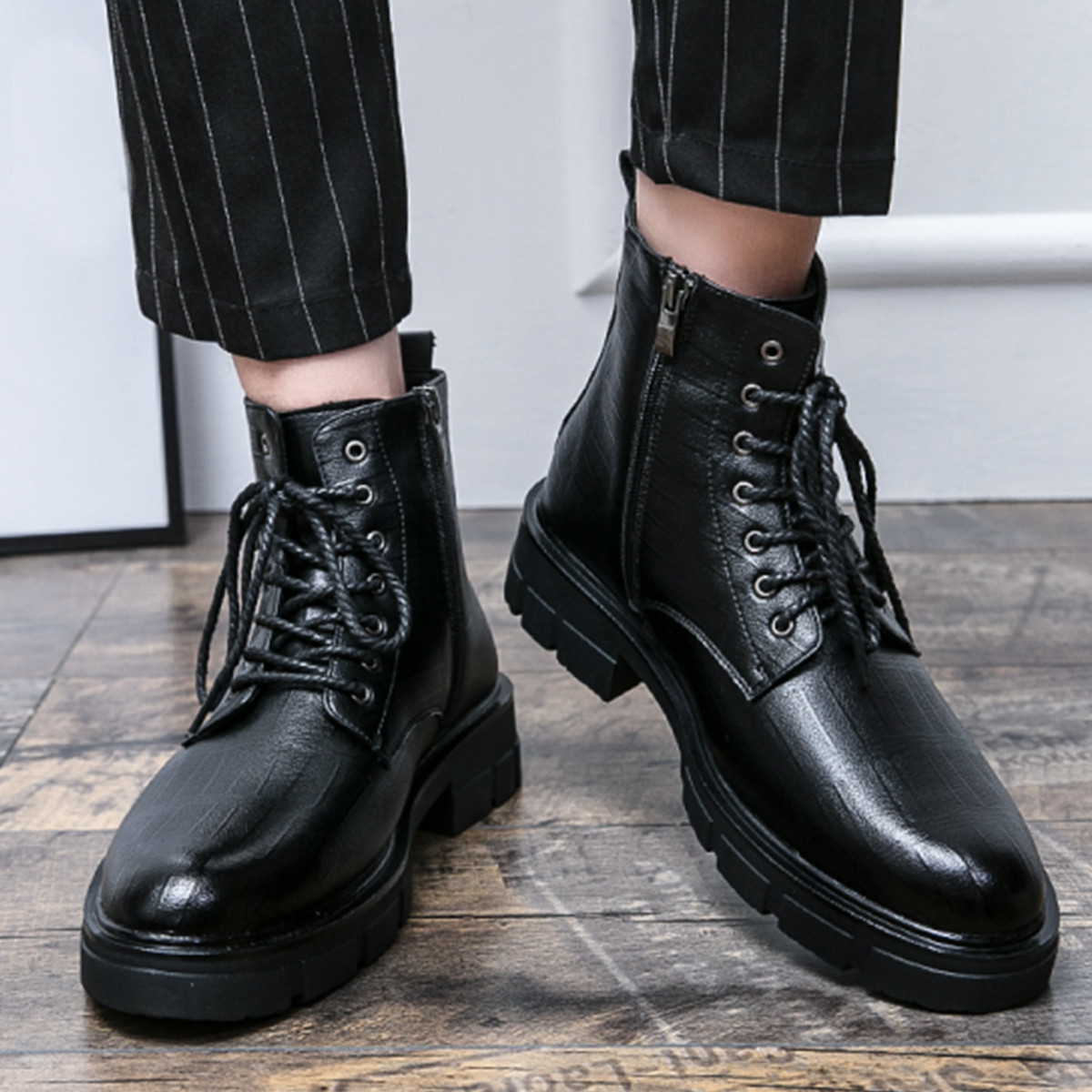 Men's Fashion High Top Leather Lightweight Platform Lace Up Boots | Don ...