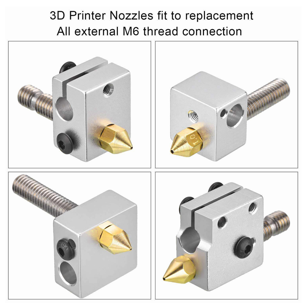 10pcs 3d Printer Accessories Extruder Printing Head Mk8 Pointed Brass ...