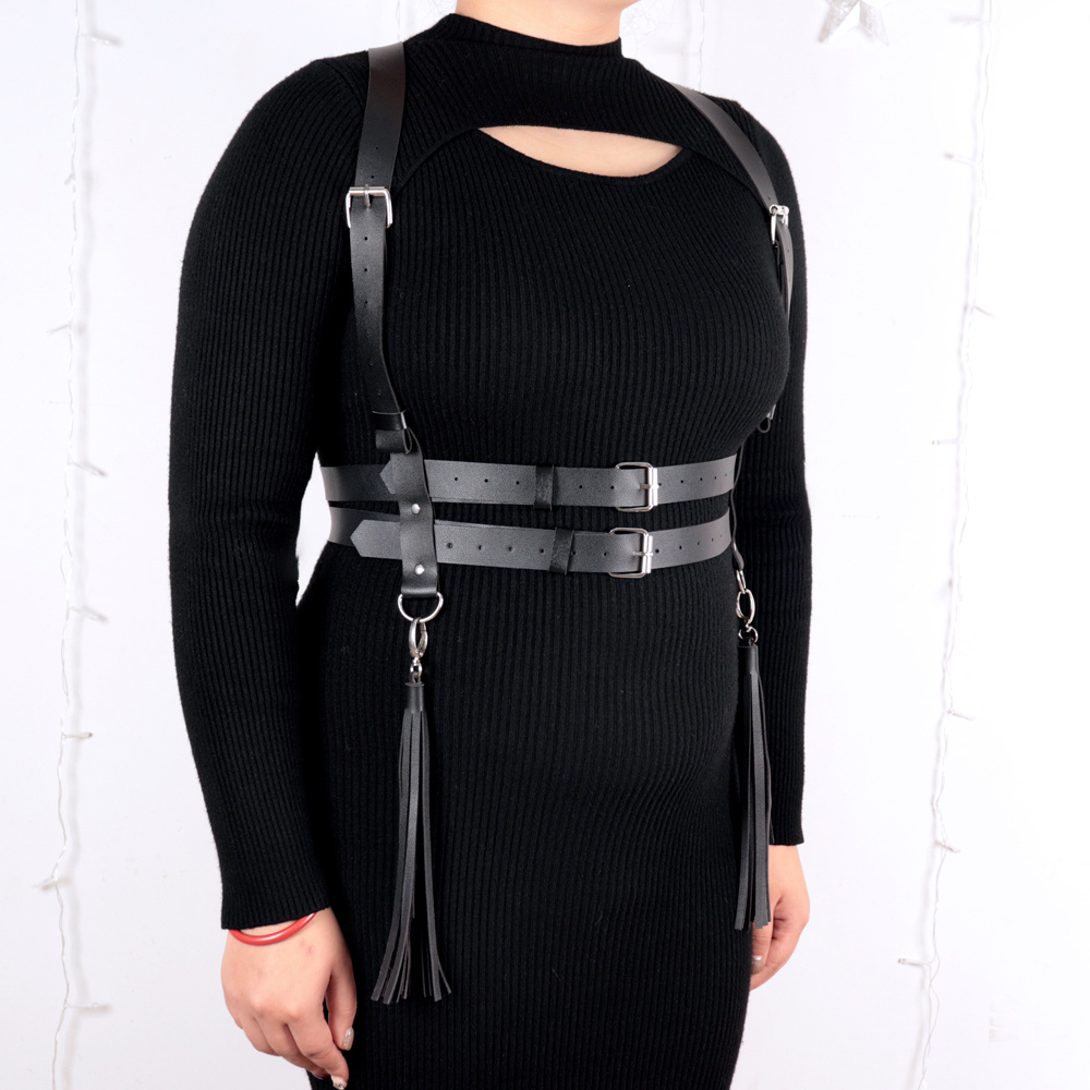 Pu Leather Harness Belt Suspenders Ladies Sexy Waist Chain - Temu ...