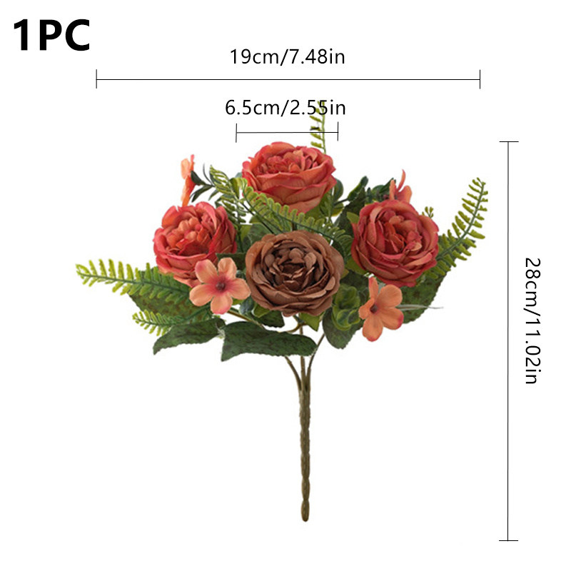 1pc artificial plants 5 forks retro peony silk flowers wedding ...