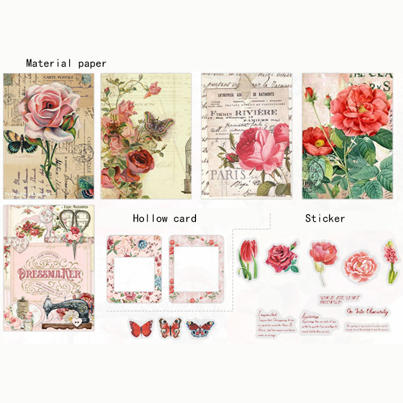 40pcs/pack Light Vintage Multi-material Material Paper Flower Room Teen ...