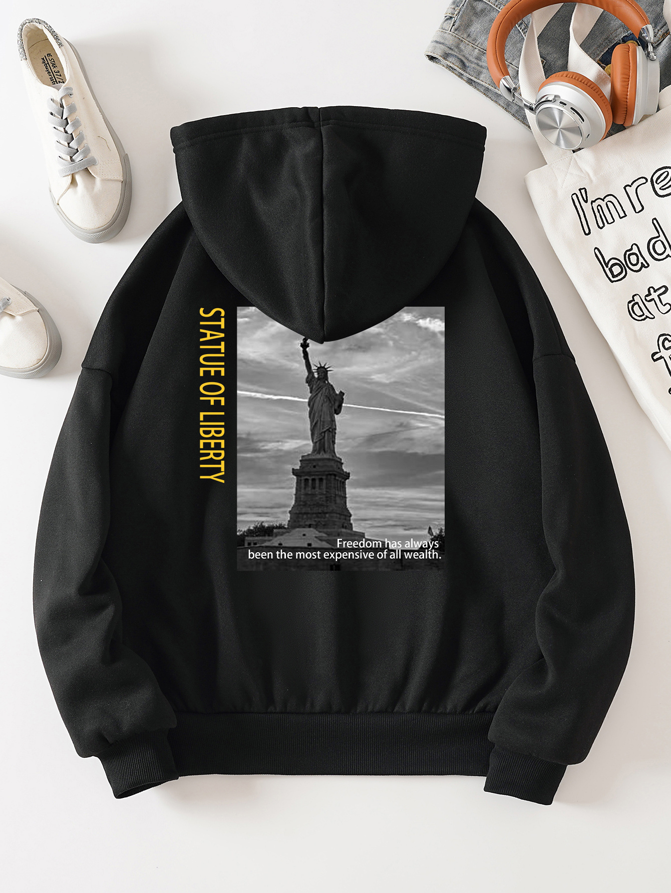 Letter Statue Picture Print Sweater Full Zipper - Temu Norway