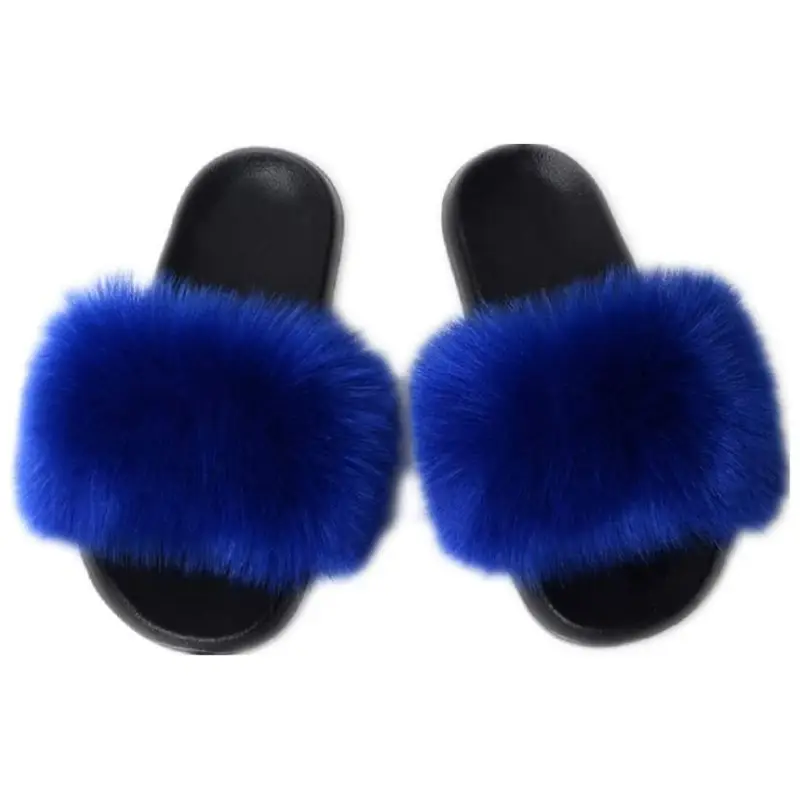 Womens Fur Decor Flat Slippers Open Toe Furry Fluffy Temu Australia