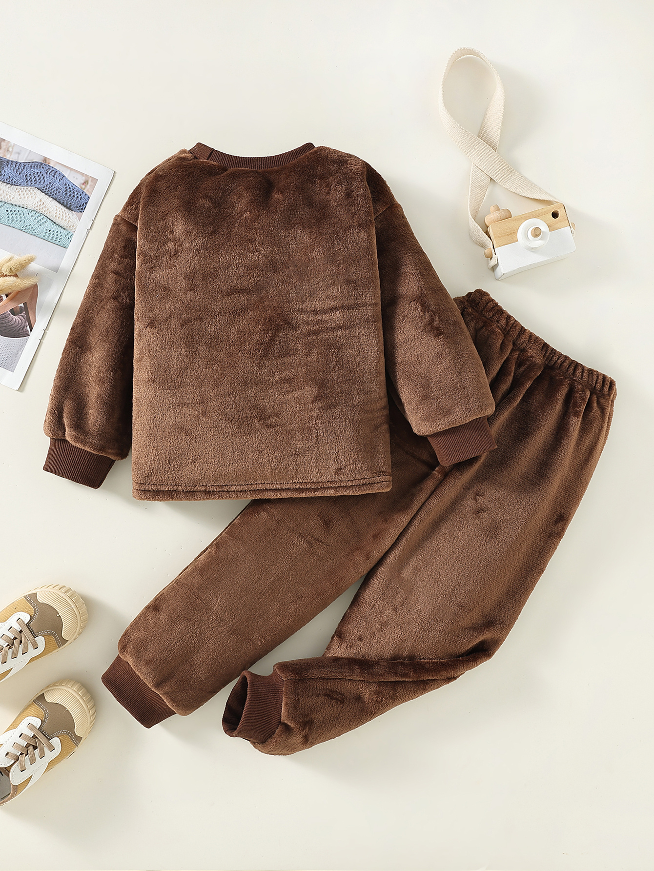 Boys Casual Cartoon Fleece Thermal Pajamas Set With Pullover - Temu ...