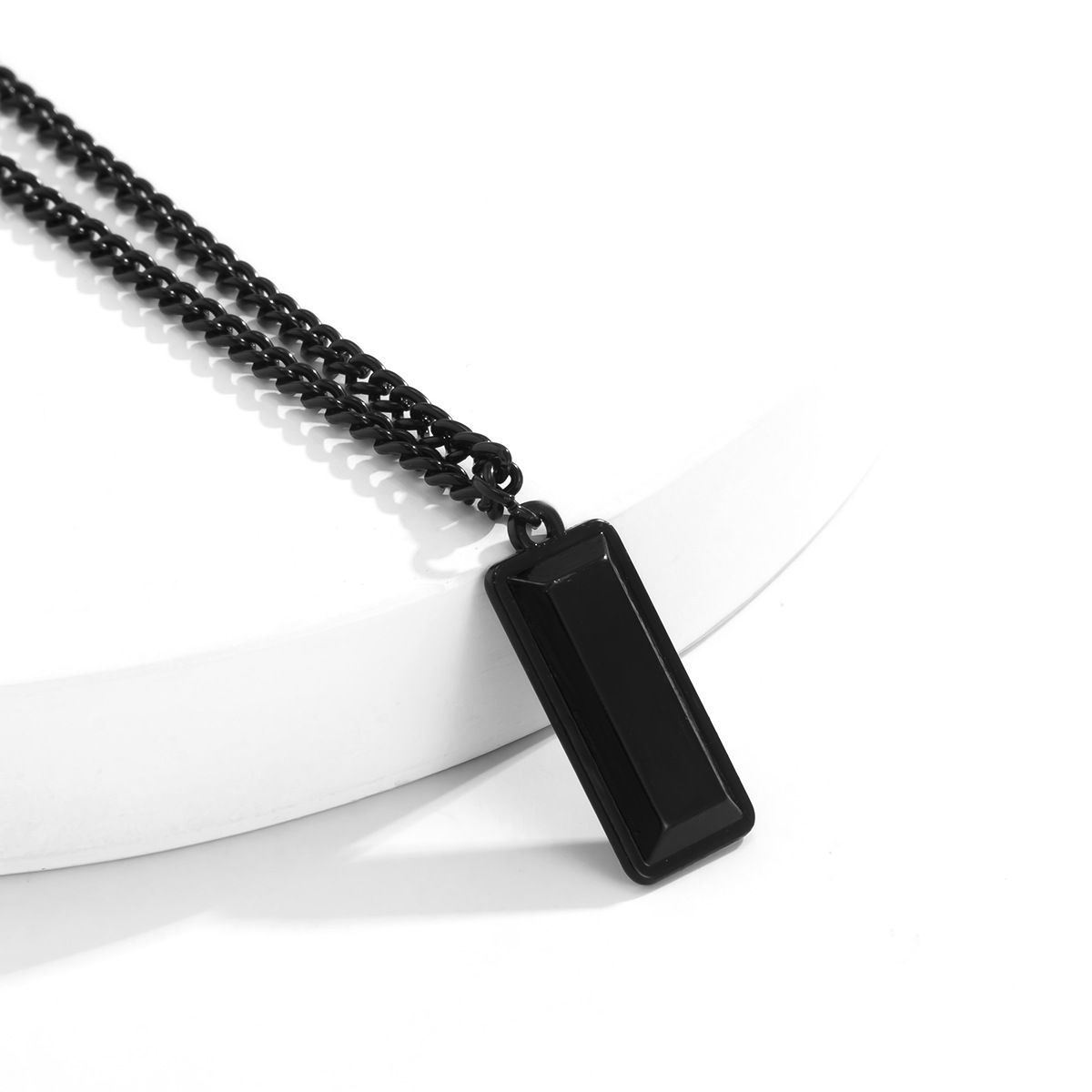 Men's Fashion Casual Black Geometric Funky Alloy Sweater Chain Necklace ...