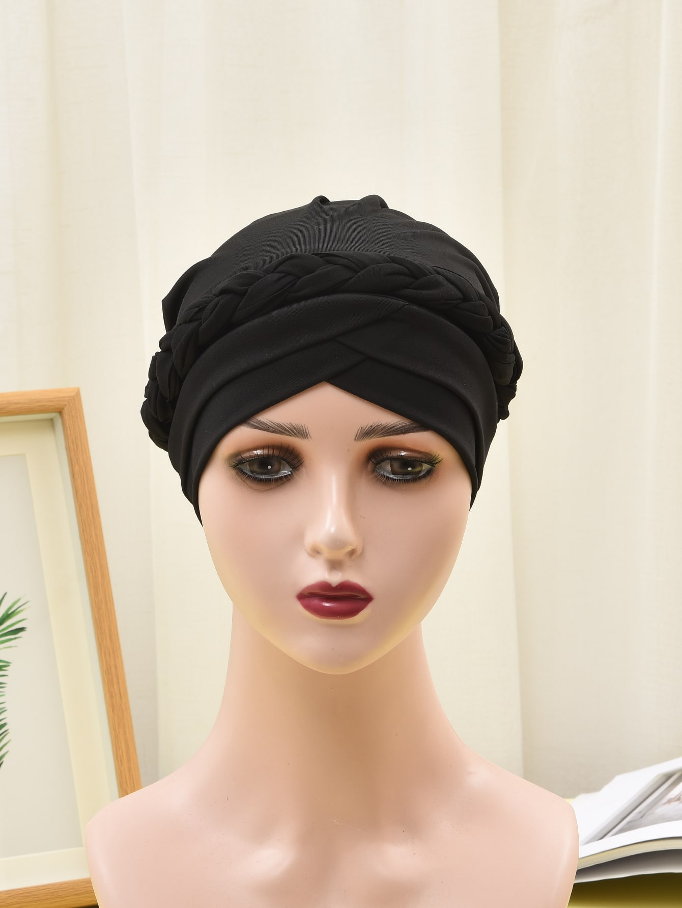 Pre tied Braid Elastic Turban Black Head Wraps - Temu