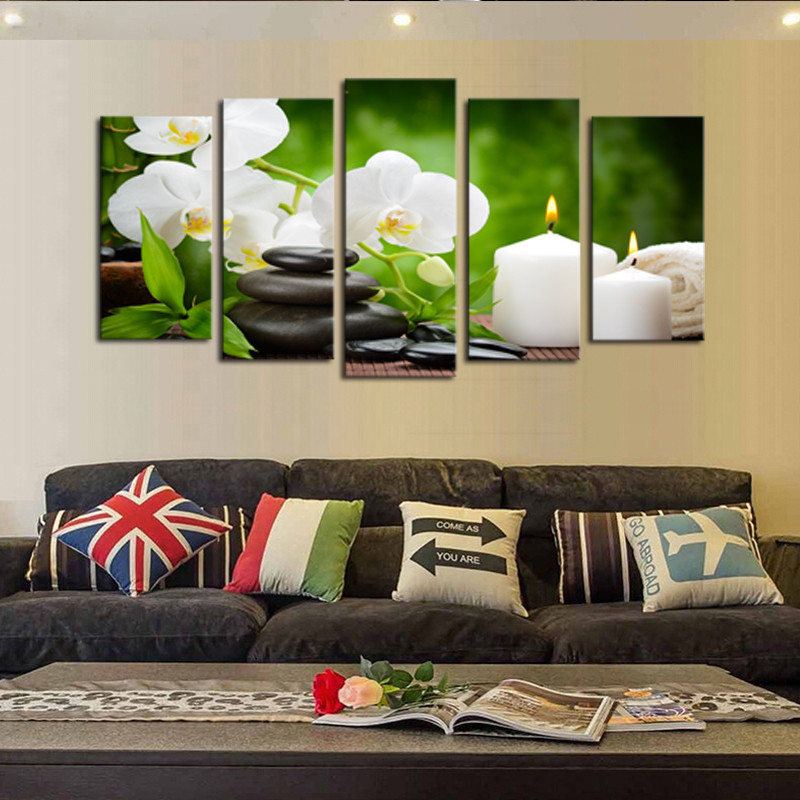 5pcs Set Hd Printed Flower Canvas Wall Art Painting Home Decor No Frame ...