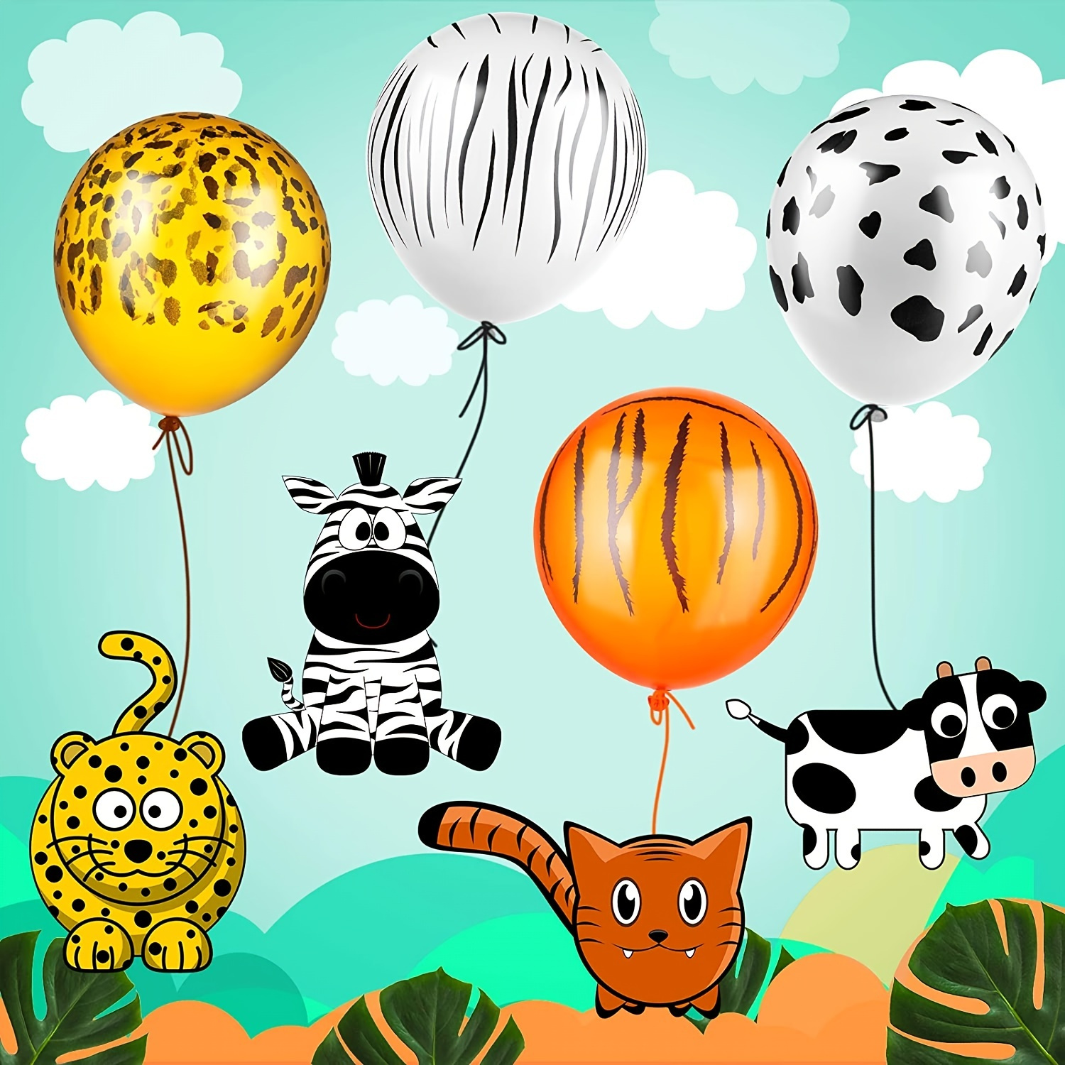 24 Pieces Jungle Balloons, 12inch/30.5cm Jungle Safari Balloons, Animal ... 24 Pieces Jungle Balloons, 12inch/30.5cm Jungle Safari Balloons, Animal ...