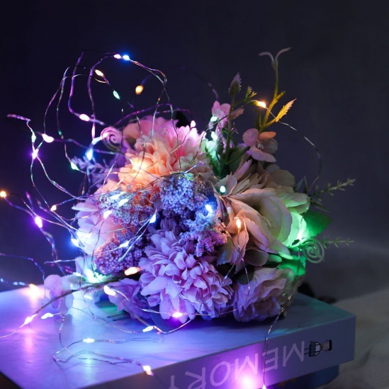 Led Copper Wire String Lights Button Battery Copper Wire - Temu