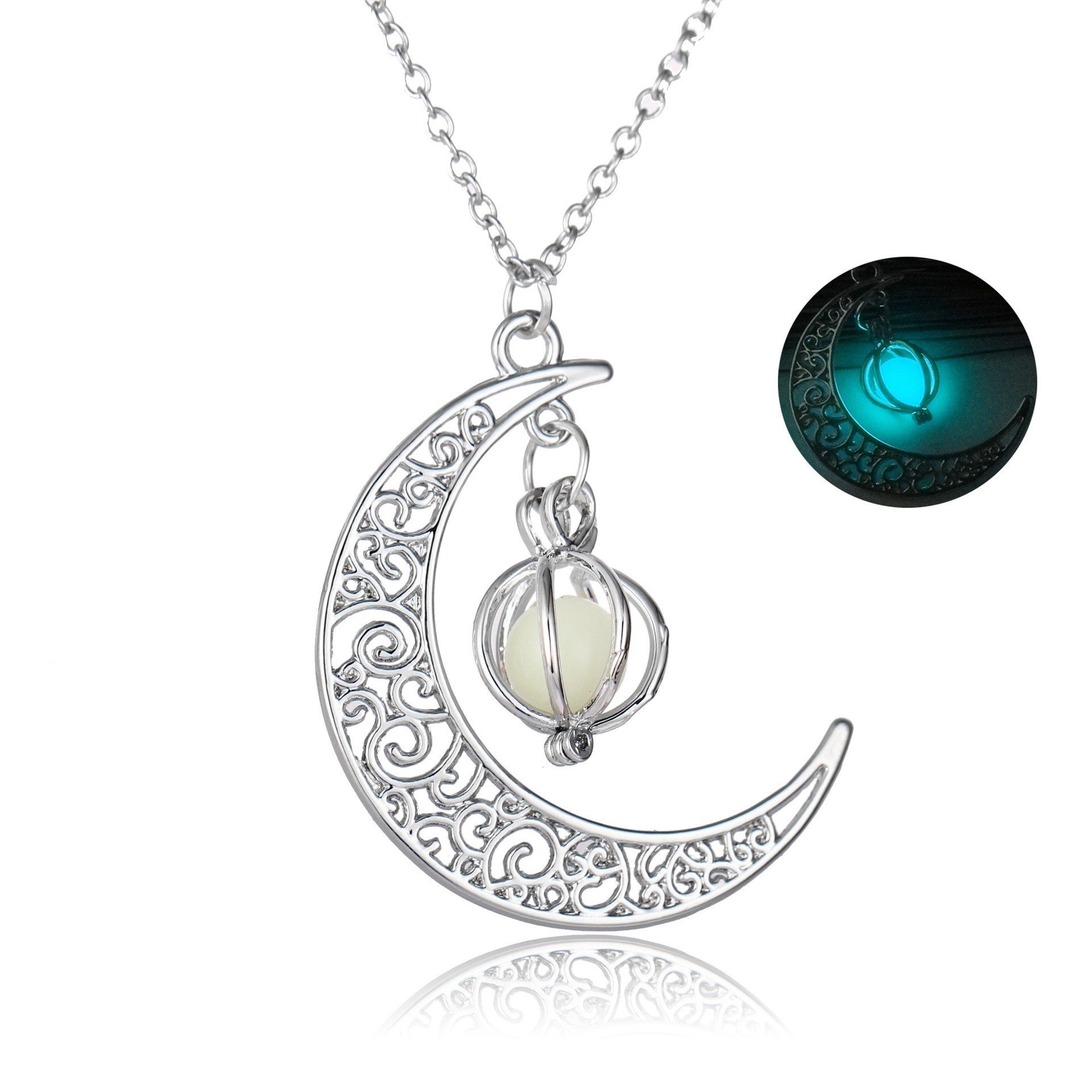 Halloween Moon Pumpkin Pendant Luminous Stone Necklace | Shop Now For ...