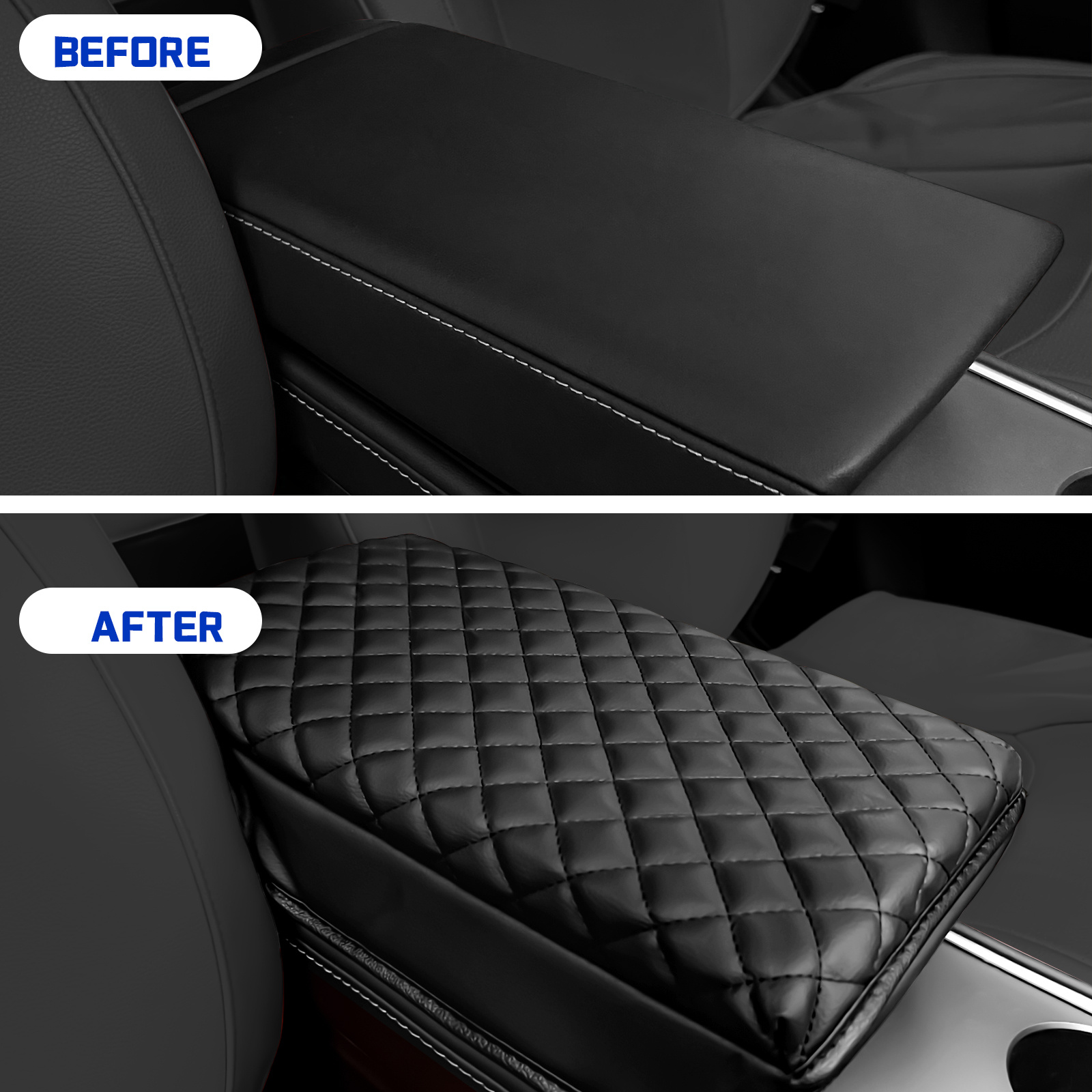 Car Center Console Cover Tesla Model Y Pu Leather - Temu