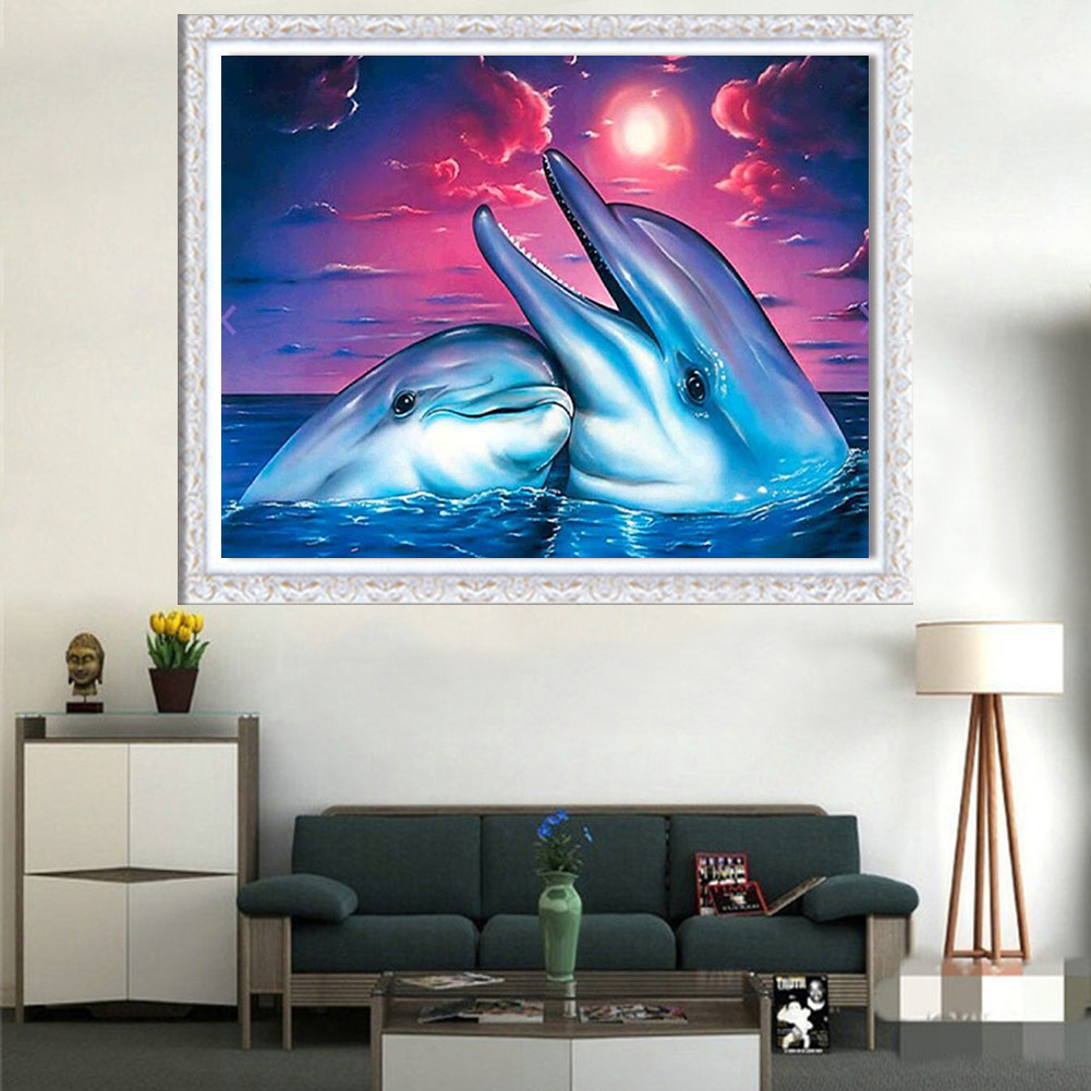 Paint Kits Full Rhinestone Diy 5d Diamond Painting Dolphin - Temu Australia