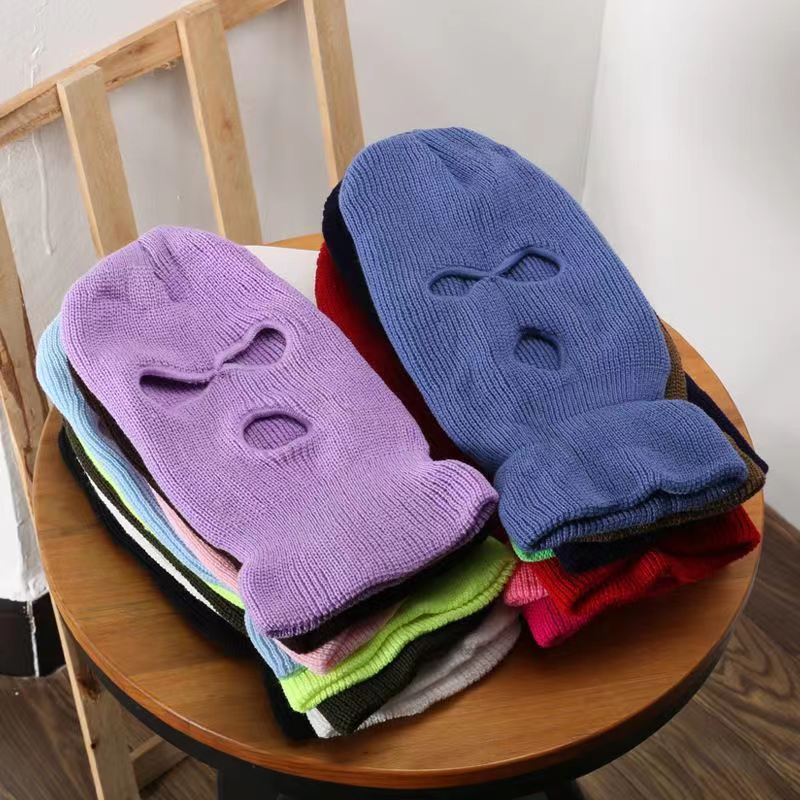 3 hole balaclava hooded helmet liner knitted solid - {region_name}
