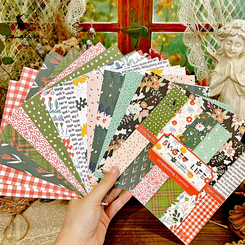 24 枚 Diy フォトアルバムジャーナル日記素材紙本レトロノスタルジックな基本的な花の背景型紙 Temu Japan