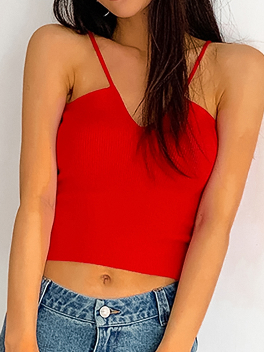Solid Crop Cami Top Sleeveless Casual - Temu Norway