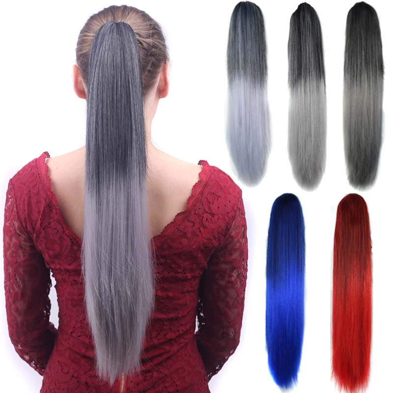 Straight Gradient Color Ponytail Extension Lengthened - Temu United Kingdom