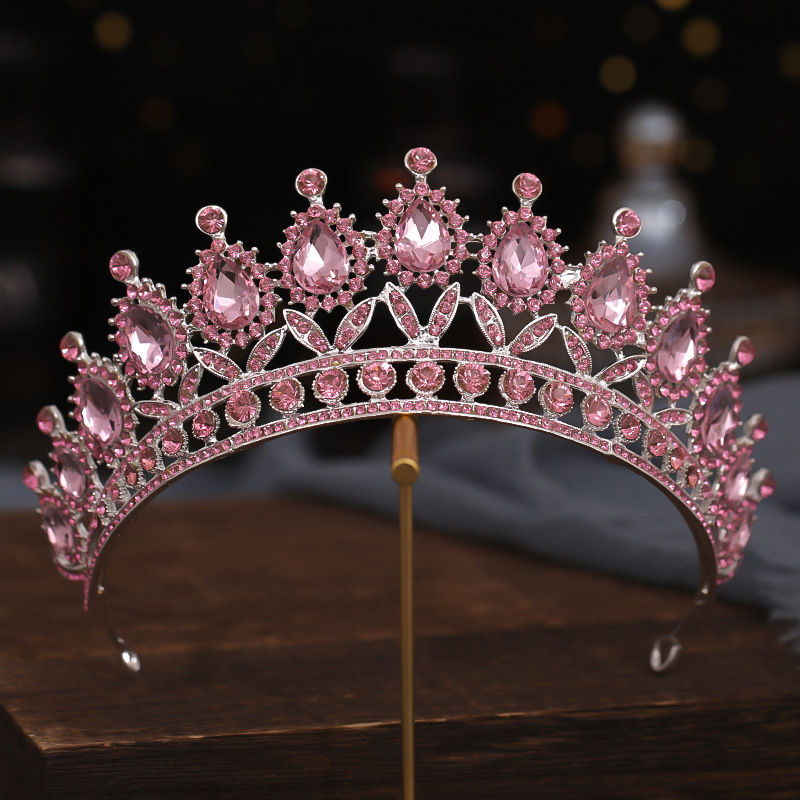 Pink Tiara Elegant Wedding Bride Crown Dress - Temu United Kingdom