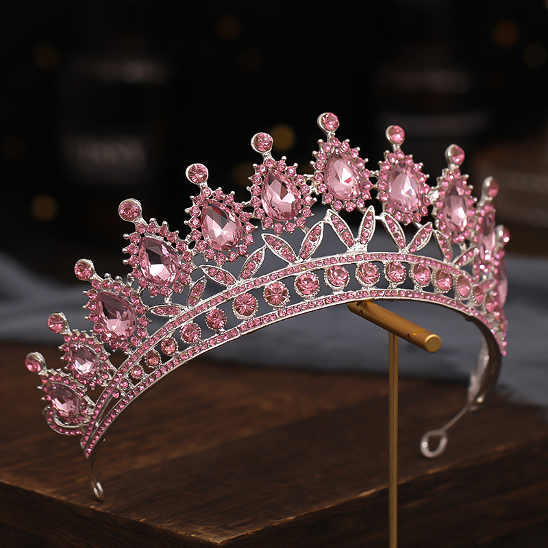 Pink Tiara Elegant Wedding Bride Crown Dress - Temu United Kingdom