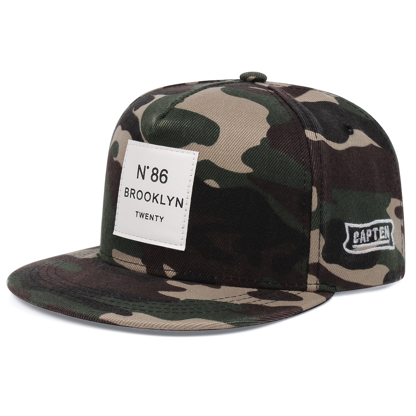 1pc Hip Hop Men's Brooklyn N86 Leather Tag Flat Brim Baseball Cap ...