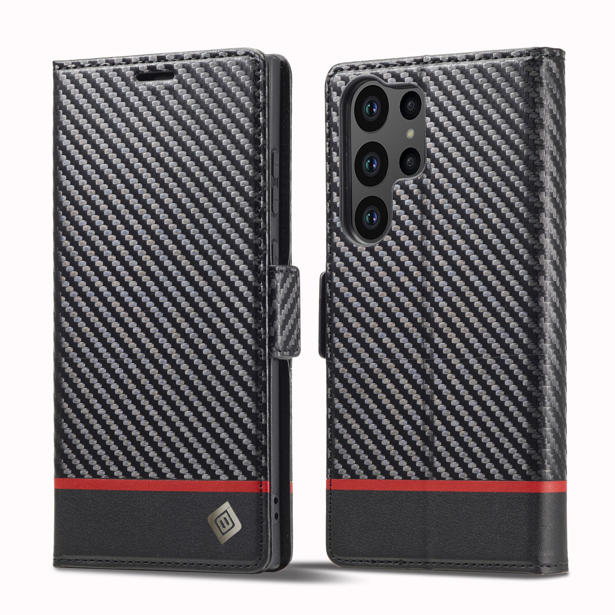 Fashion Carbon Fiber Pattern Faux Leather Phone Case - Temu United