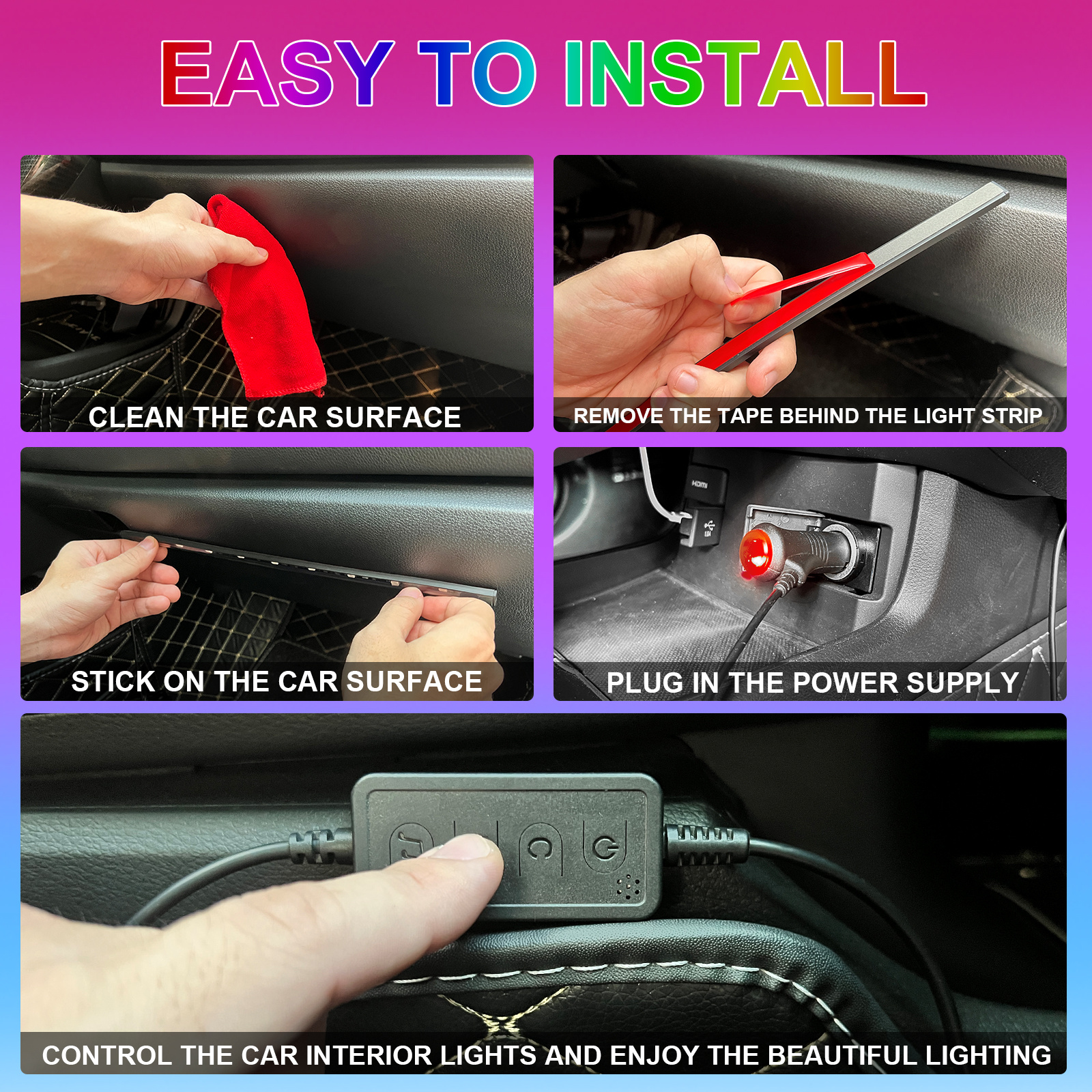 Car Interior Lights Smart App Control Rgbic Car Lights Music - Temu