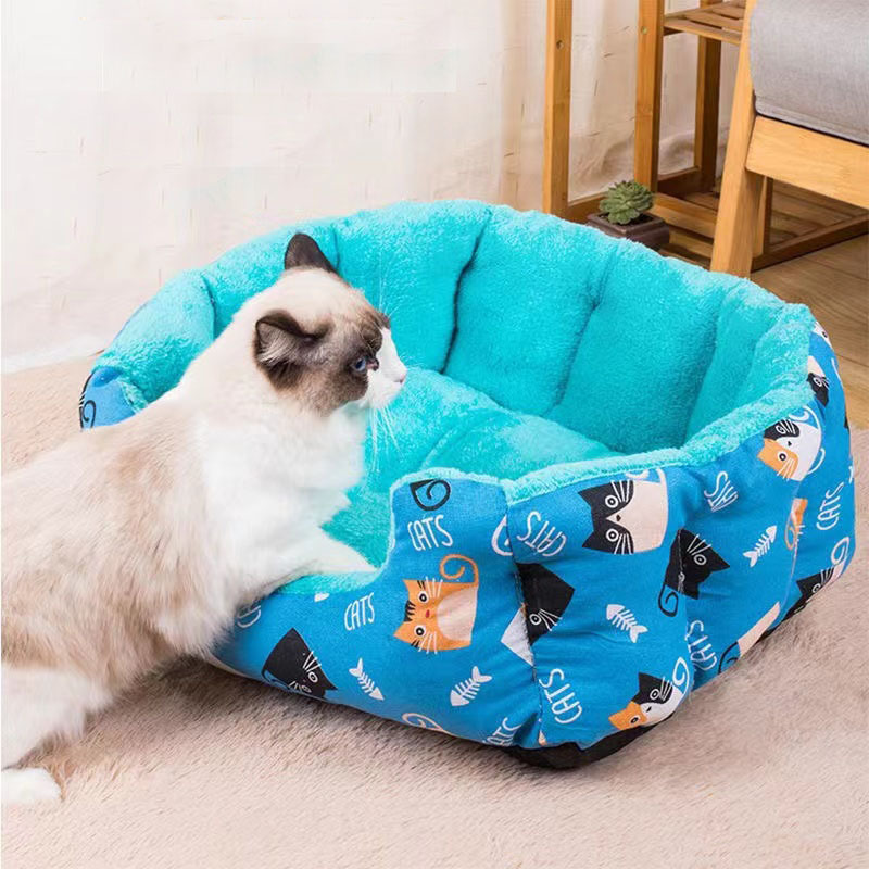 Small Fish Cat Pattern Autumn And Winter Warm Soft Cat Nest - Temu ...