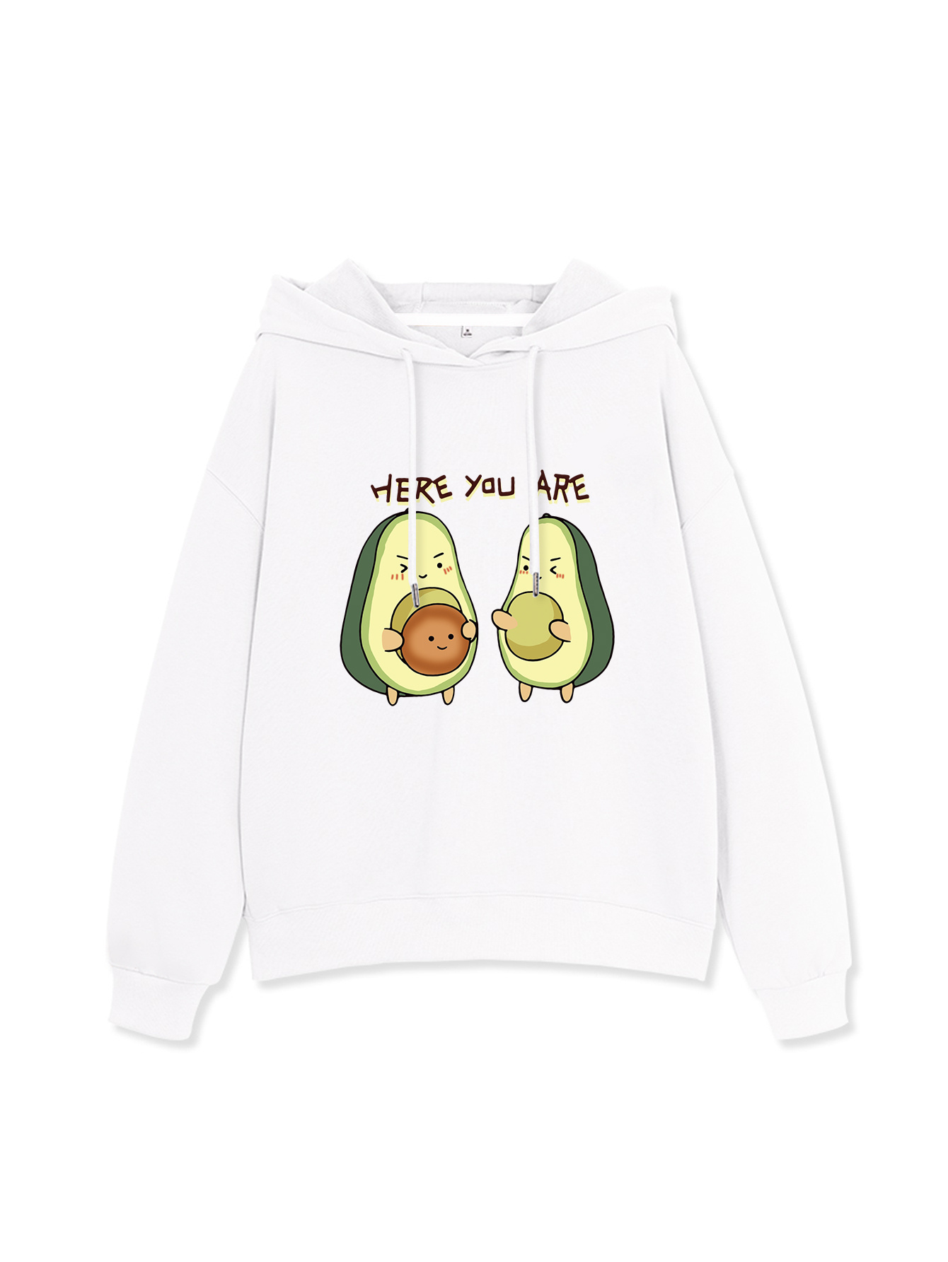 Avocado Graphic Print Solid Hoodie Long Sleeve Casual Every - Temu ...