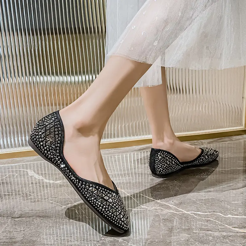 Womens Square Toe Low Top Flats Glitter Temu New Zealand