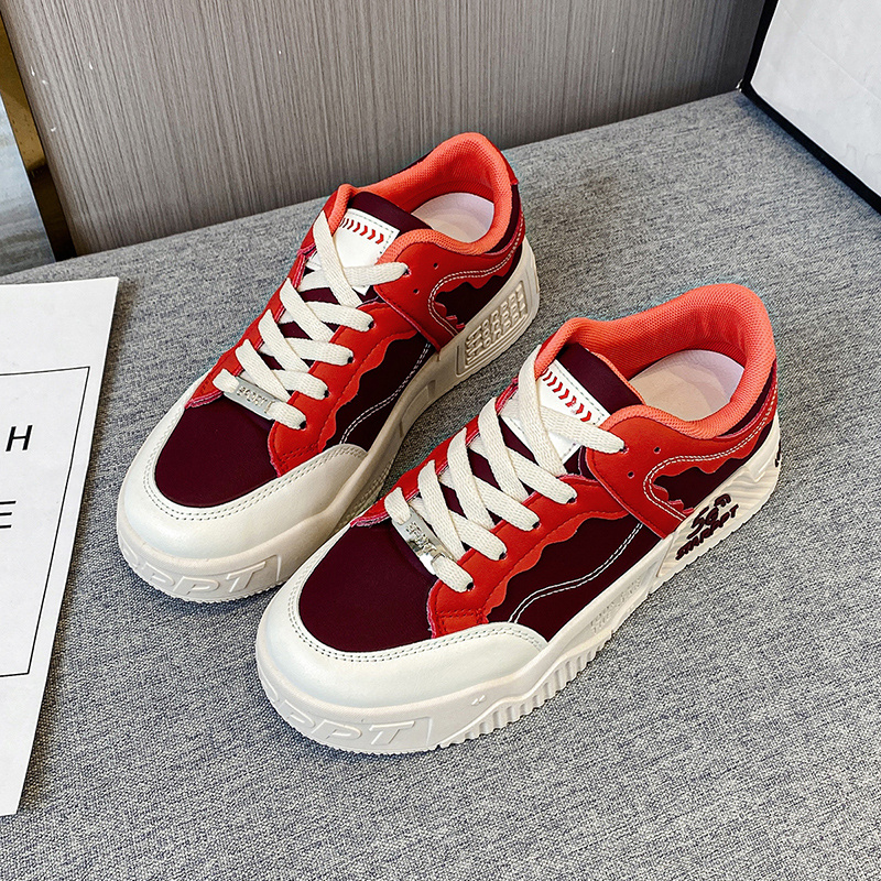 Color Block Lace Skate Shoes Lightweight Pvc Versatile - Temu Australia