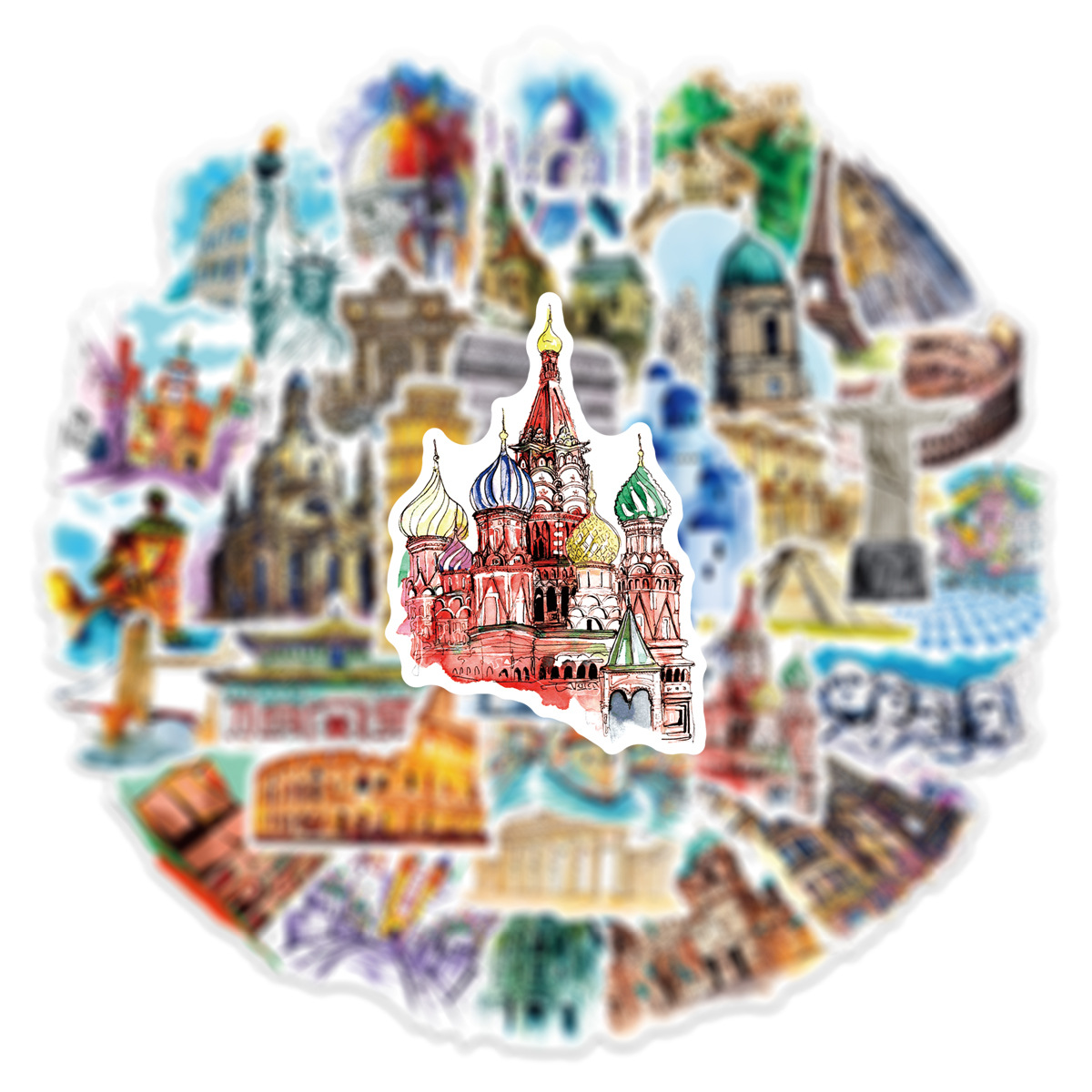 Landmarks Doodle Stickers Suitcases - Temu Australia