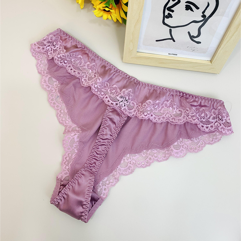 Lace Trim Smooth Thong Low Sexy Underwear Breathable Temu New Zealand