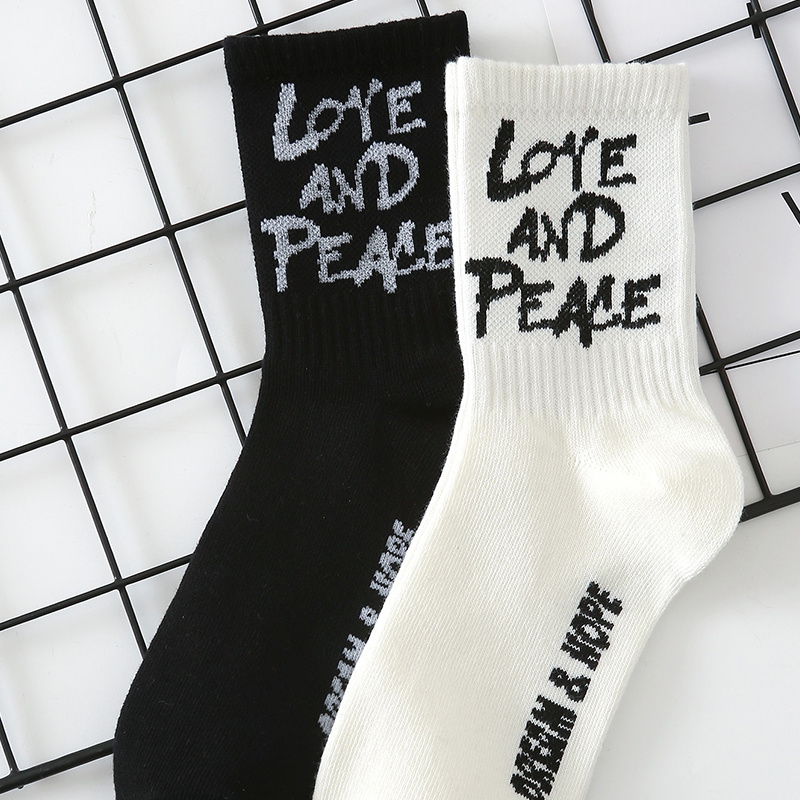 Men's Cotton 'love Peace' Print Anti odor Soft Crew Socks - Temu United ...