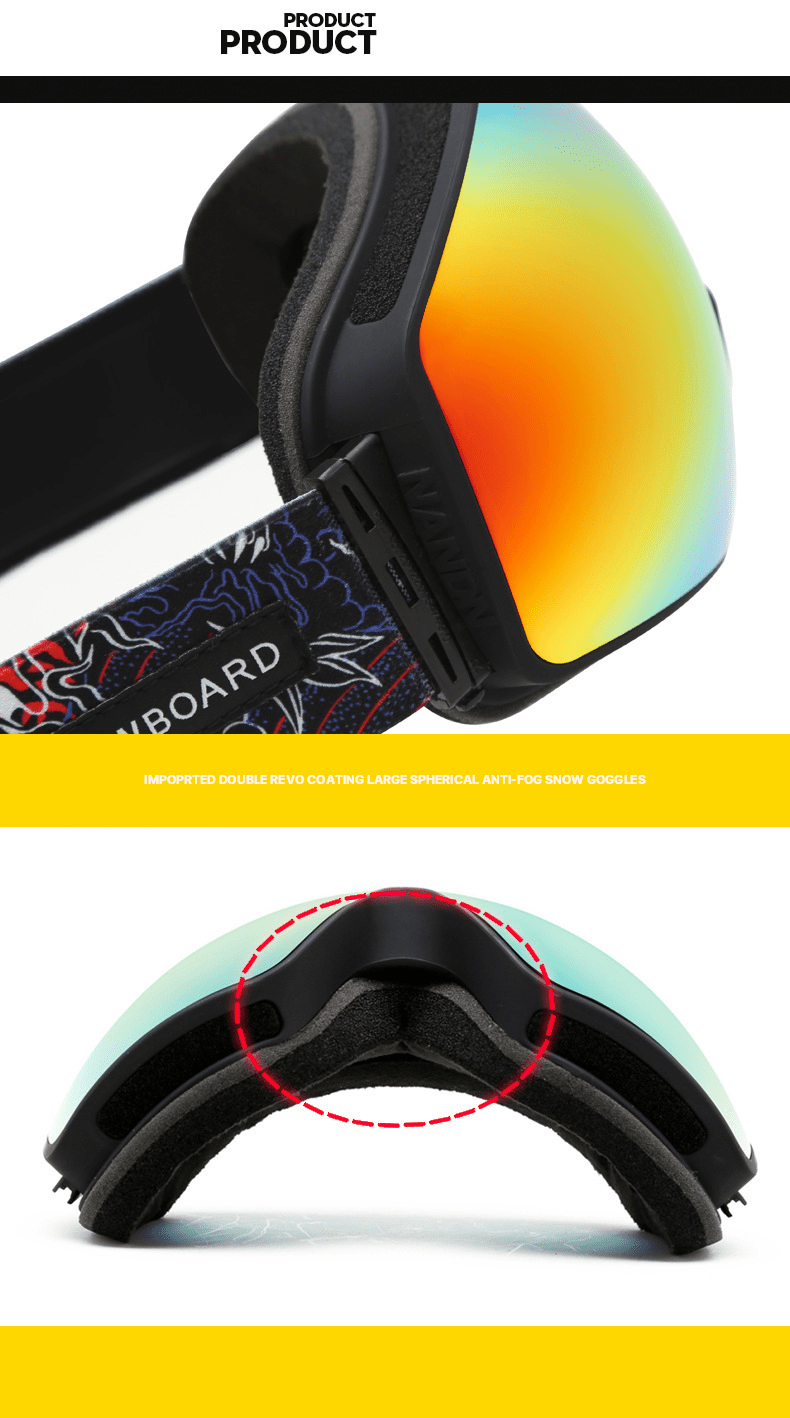 ski goggles double layer large spherical ski goggles for adult men and ...