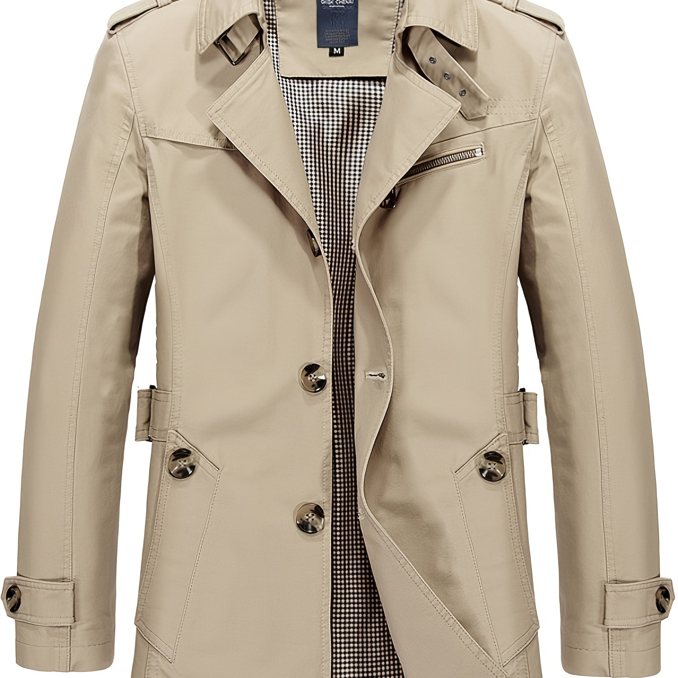 One Size Smaller Men's Casual Mid Length Cotton Single Breasted Trench ...