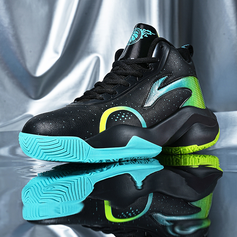 mens practical basketball shoes high shoes for teenager student anti ...