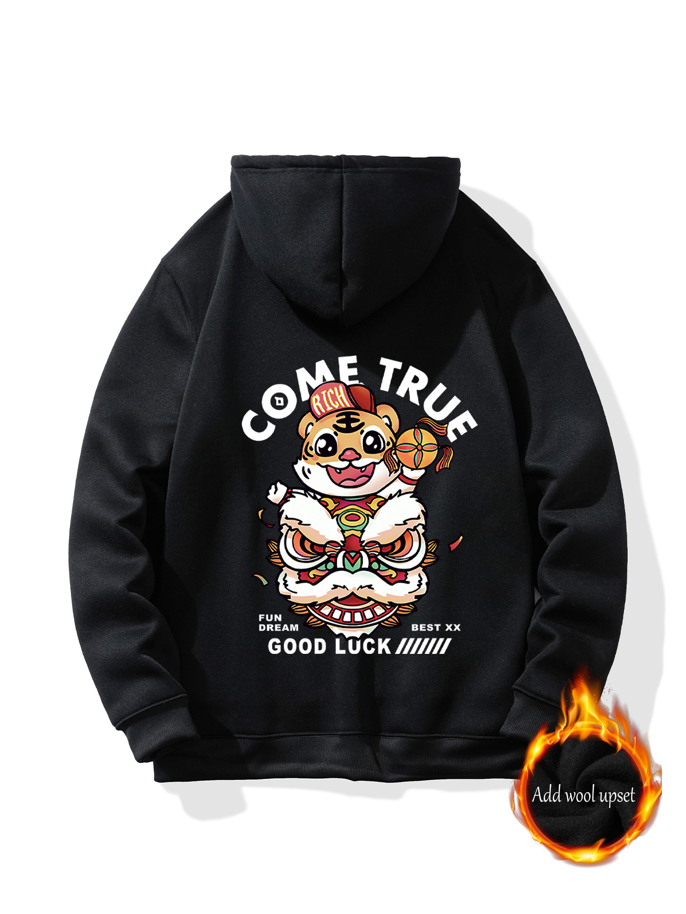 Men's Loose Fleece Thick Thermal Hooded Sweatshirt - Temu Australia