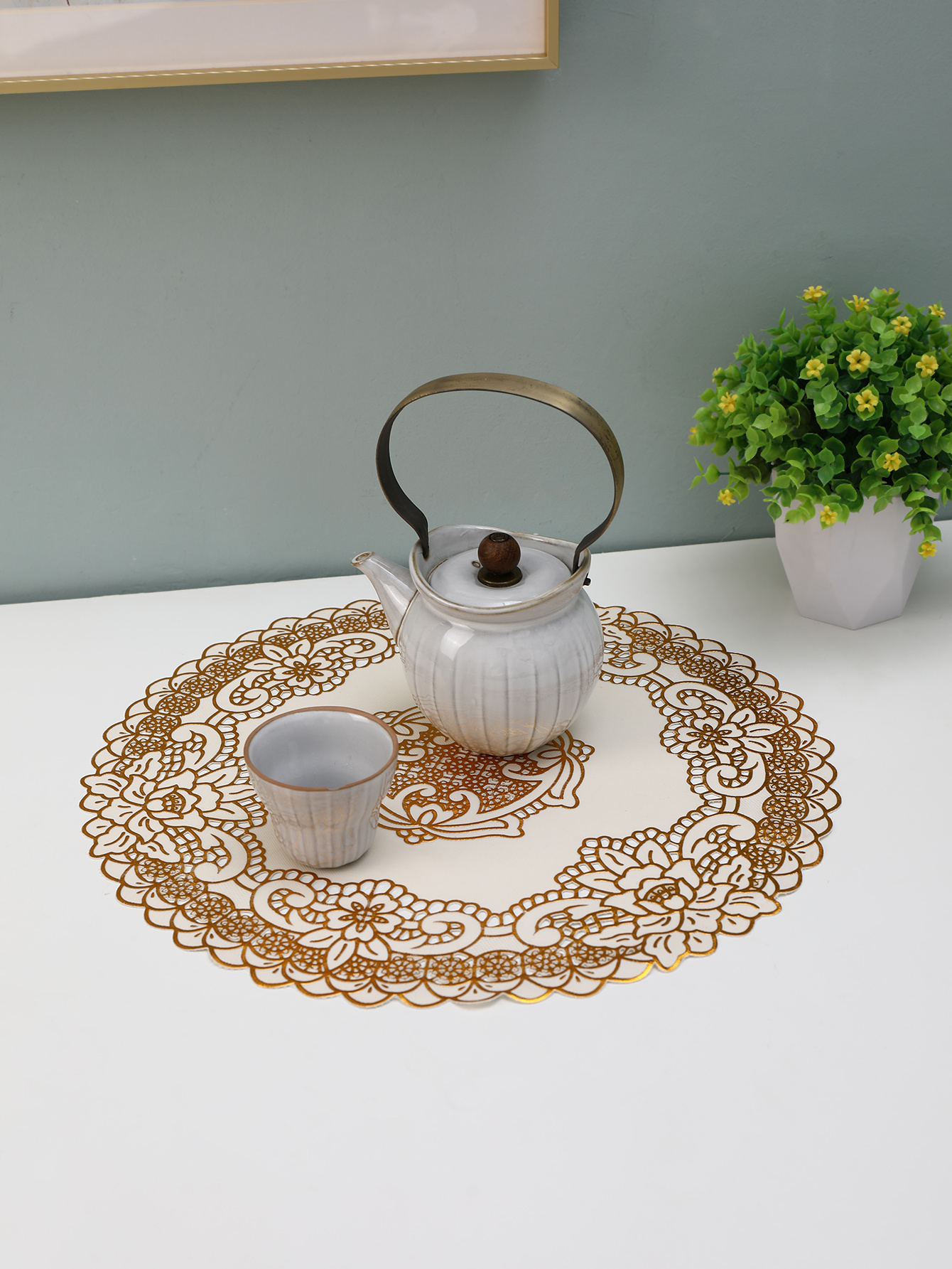 Round Flower Pattern Placemat Embroidery Table Mat Non Slip - Temu ...