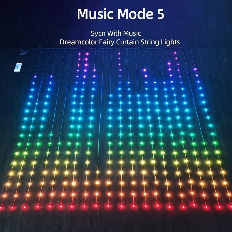 Addressable 2m*2m 400 Rgb Led Pixel Curtain String Lights Programmable ...