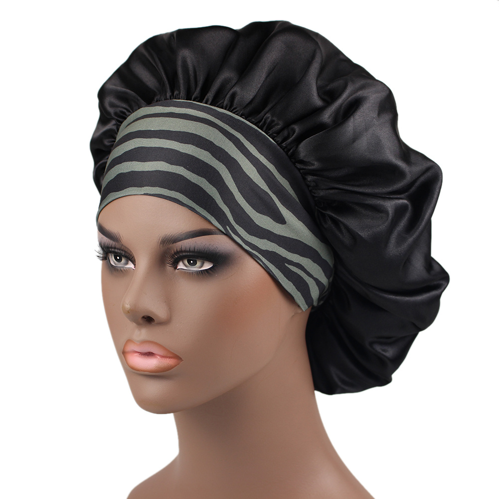 zebra stripe print bonnet silk wide brim cloth - Temu Canada