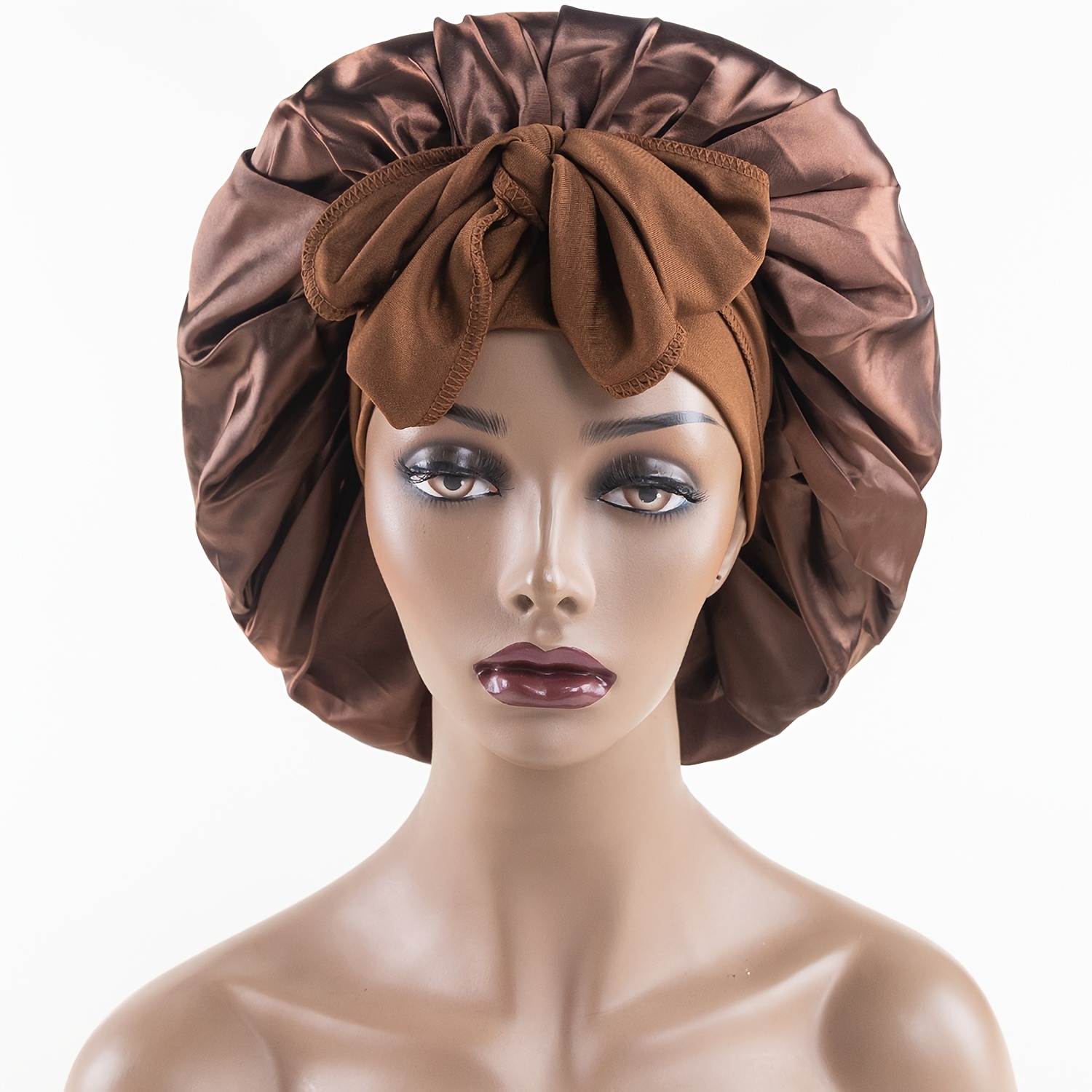 adjustable silky satin bonnet night sleeping cap girl women - Temu ...